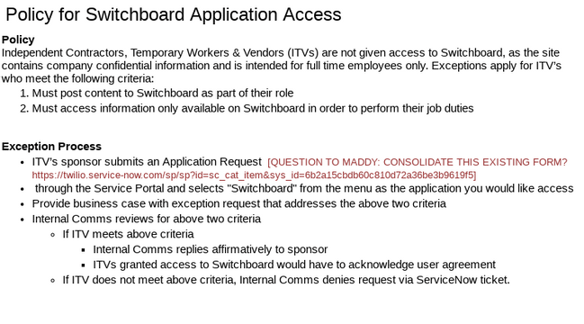 Policy for Switchboard Application Access | Visual Paradigm 社區